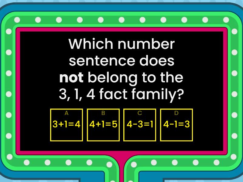 Addition and Subtraction Fact Families - Gameshow quiz