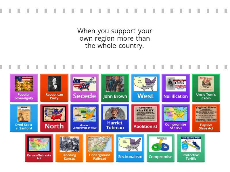 10-Sectionalism/Causes of the Civil War Matching - Find the match