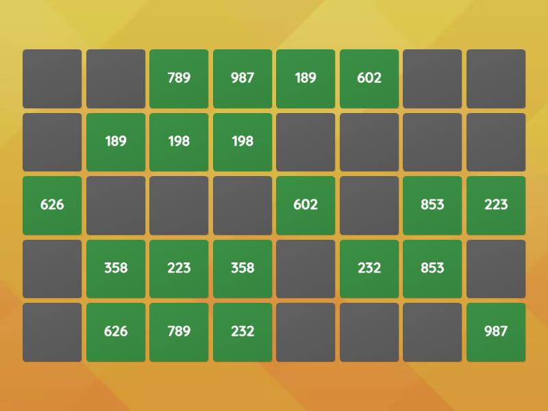 MATCH THE NUMBERS TO 1000 - Matching pairs