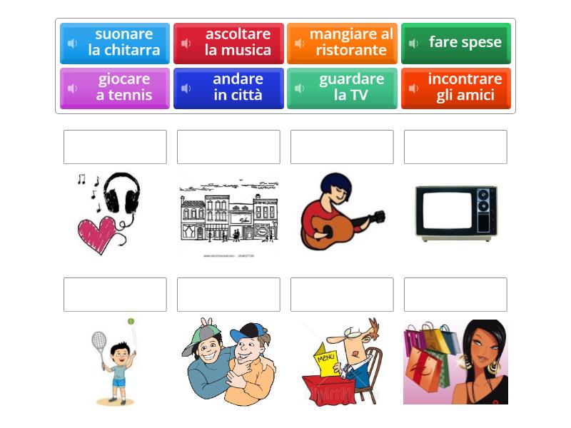 Cosa ti piace fare nel tempo libero? Mi piace... - Match up