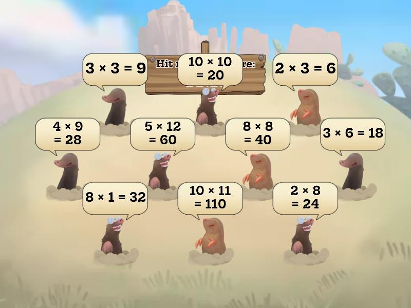 Whack-a-Mole 1-10 Multiplication - Whack-a-mole