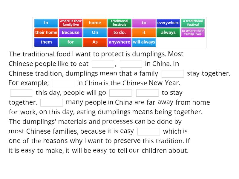 Traditions - Complete the sentence