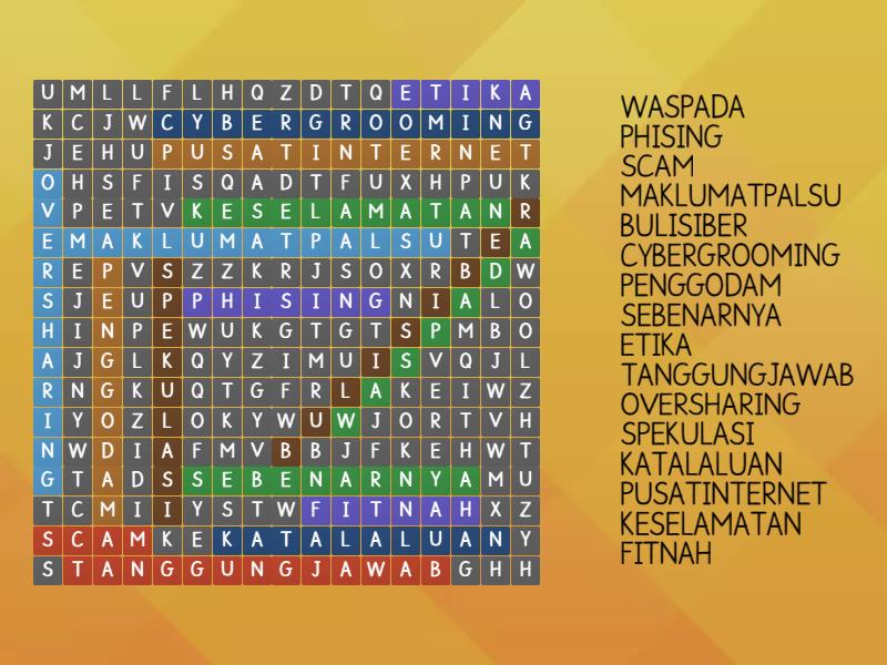 WORD SEARCH - KLIK DENGAN BIJAK - Wordsearch WORD SEARCH - KLIK DENGAN BIJAK - Wordsearch