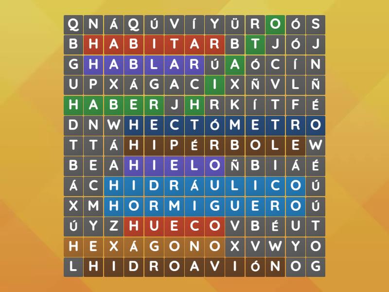 PALABRAS CON H - Wordsearch
