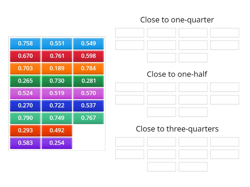 Decimal Flash Cards - Group sort
