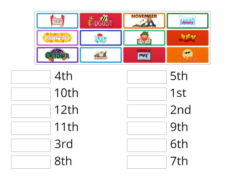 Months and ordinal numbers - Match up