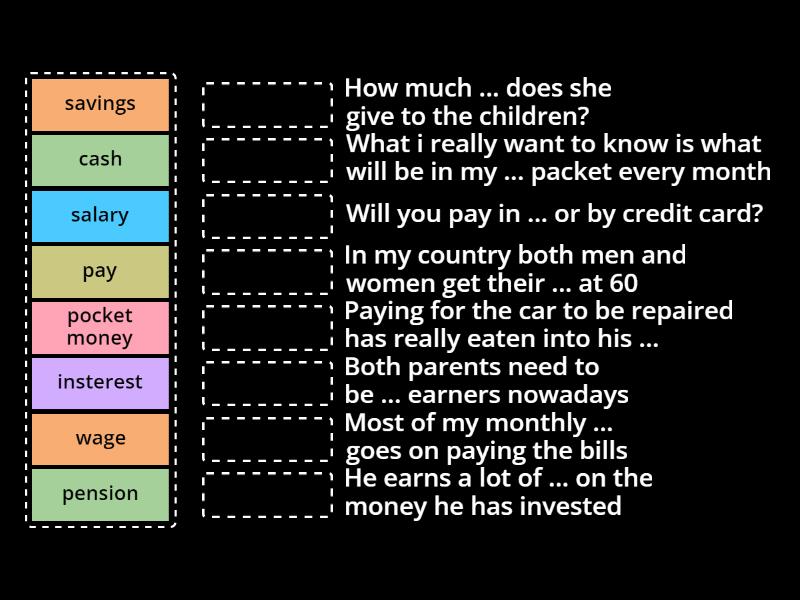 Earning money B2 - Match up