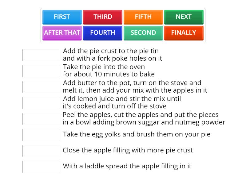 PIE RECIPE - Match up
