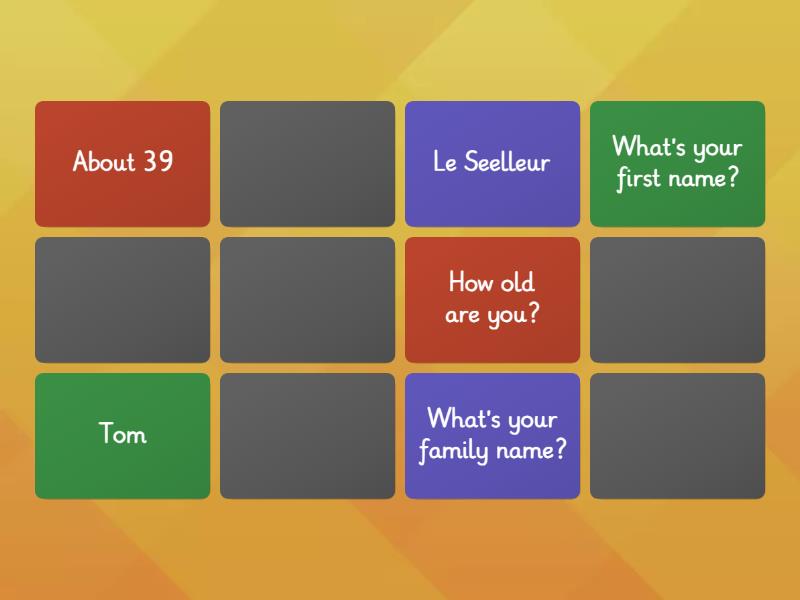 Pre-entry ESOL Questions and Answers - Matching pairs