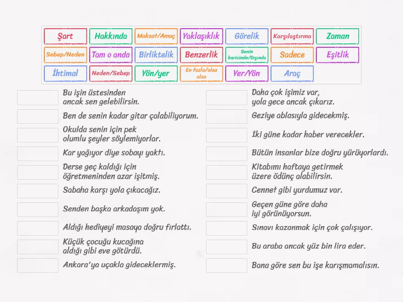 Edatlar ve Anlamları - Eşleştir