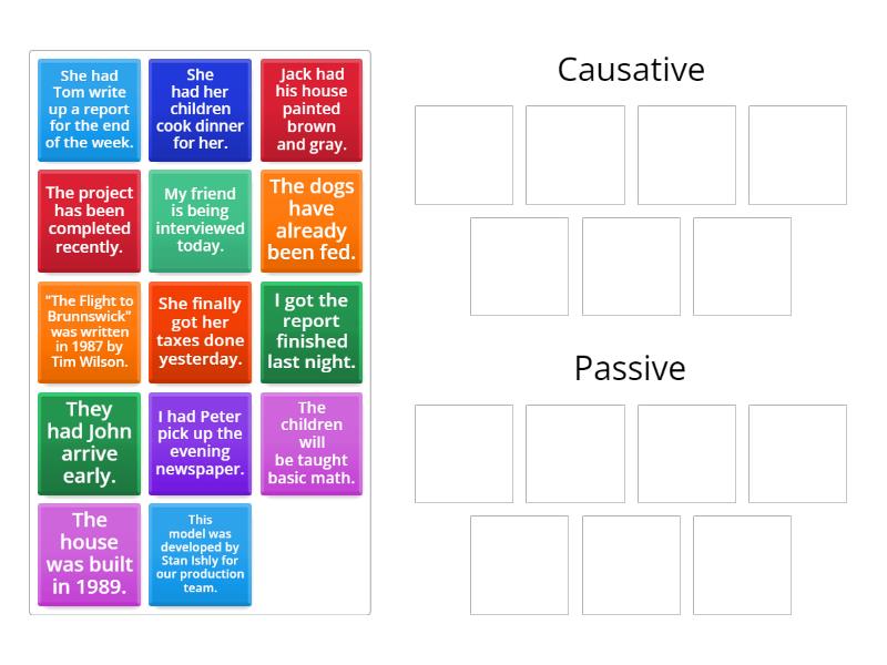 nef intermediate plus Causative or Passive challenge - Group sort
