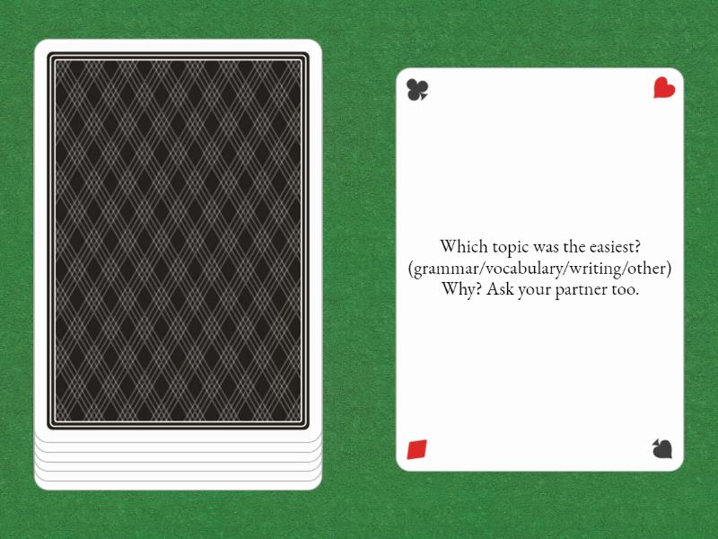 Post-test reflection - Speaking cards