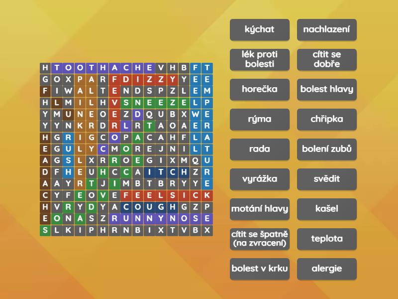 : 6A What's the matter? + extra - Wordsearch