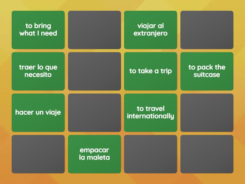 Spanish 2 Viajar - Matching pairs