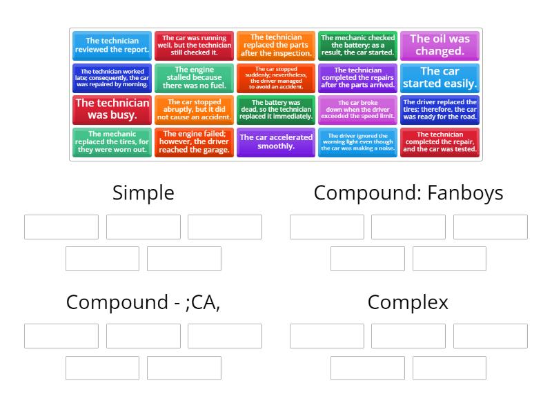 Classifying types of sentences - Group sort