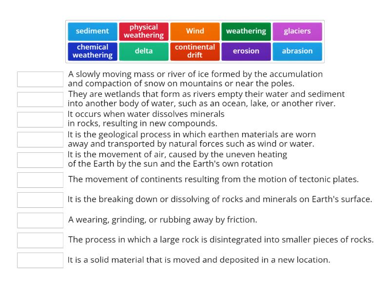 Weathering and erosion - Match up