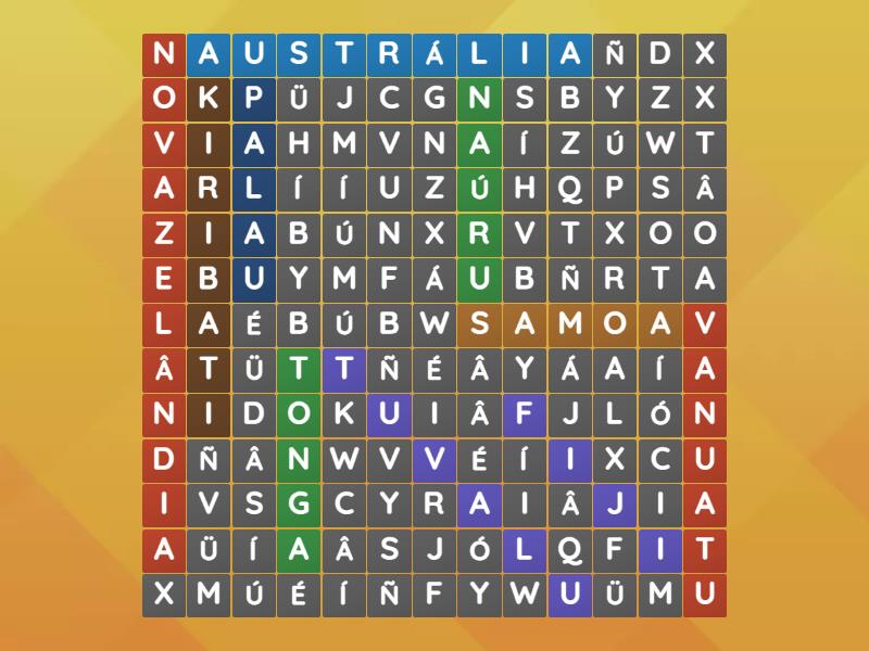 oceania - Wordsearch