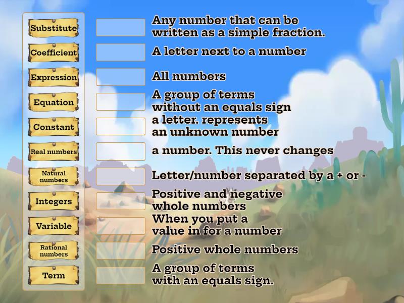 Algebra Key words - Match up