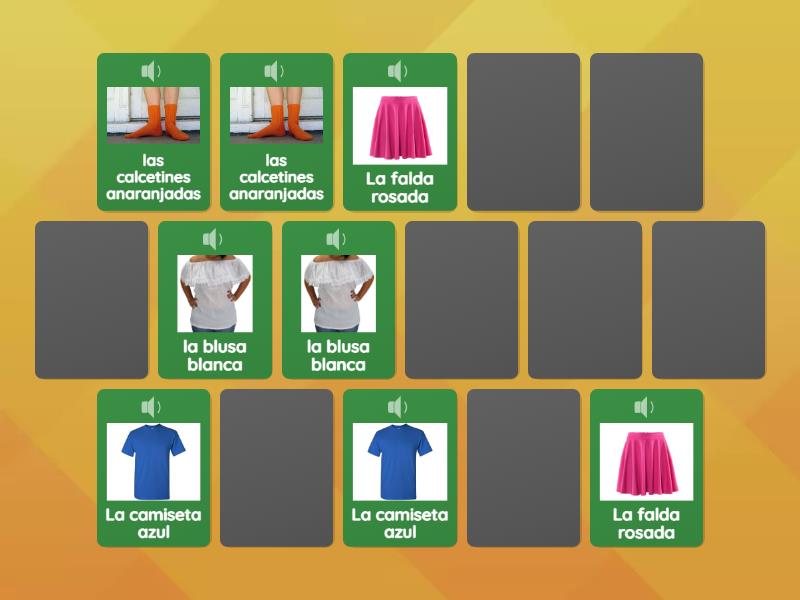 la ropa y colores un actividad de emparejar las palabras - Matching pairs