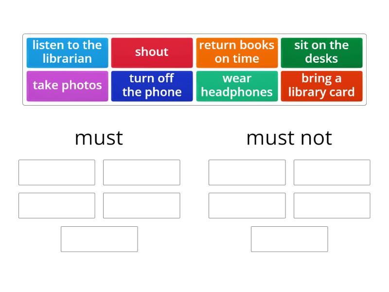 must/must not - library - Group sort