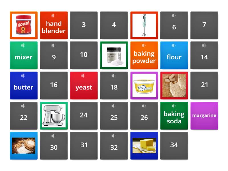Baking-related vocabulary - Matching pairs