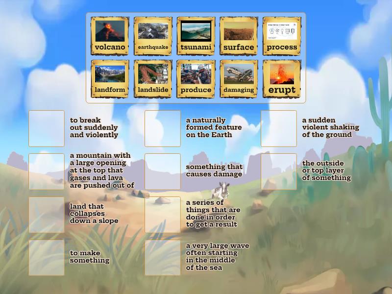 Earthquakes, Eruptions and Other Events - Vocabulary - Match up