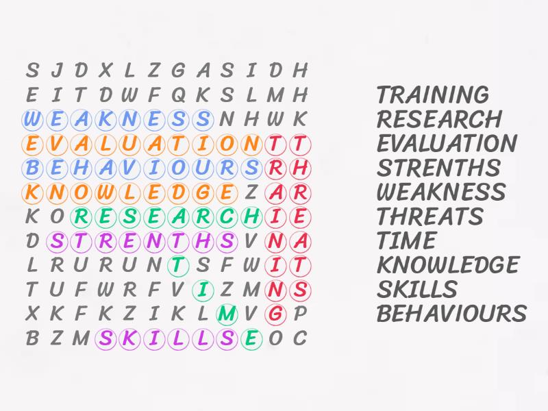 personal development - Wordsearch