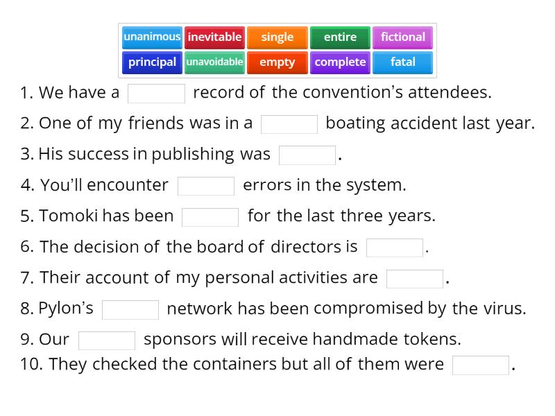 Absolute Adjectives - Complete the sentence