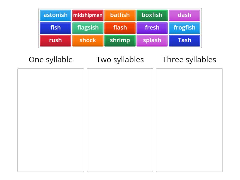 Fantastic Fish- speed words syllables - Categorize
