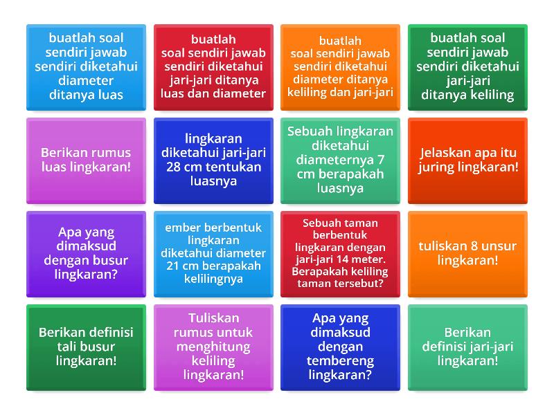 soal ulangan MTK bab Lingkaran - Flip tiles