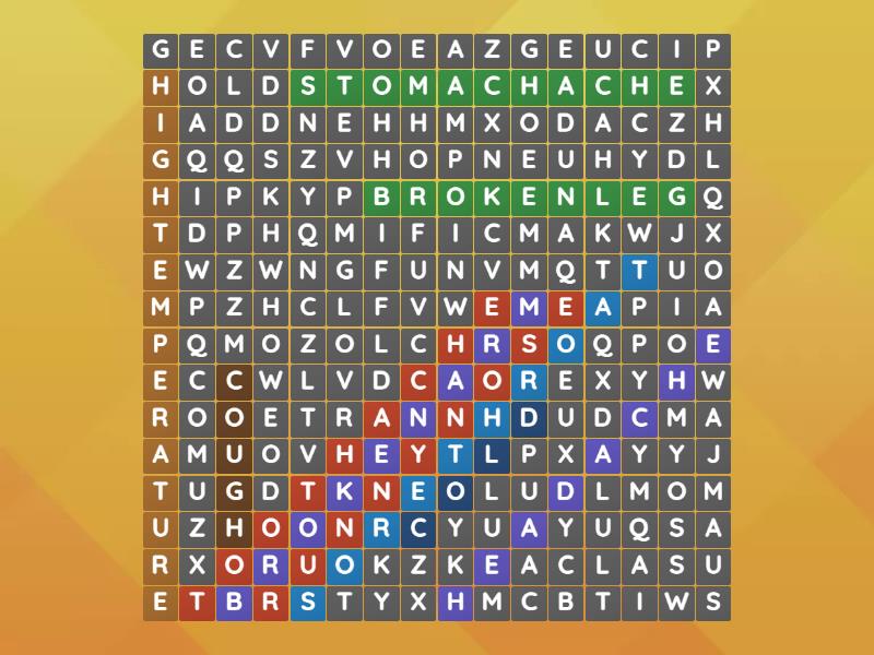 UNIT 4. Health problems. - Wordsearch