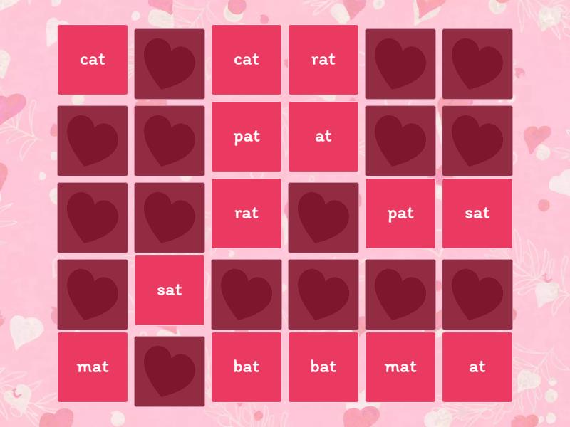 MAHER_MEMORY GAME: WORD FAMILY "at" & DOLCH SIGHT WORDS 14-16 - Matching pairs