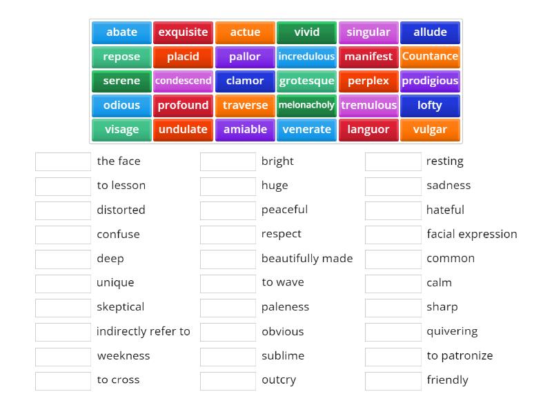 Caesar's English Vocabulary Review 1-12 - Match up