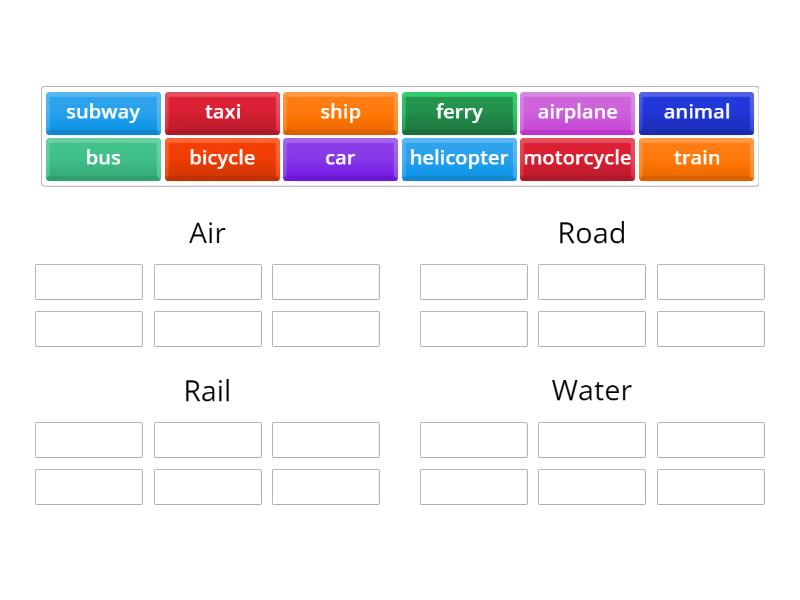 Means of transport - sort - 5C - Group sort