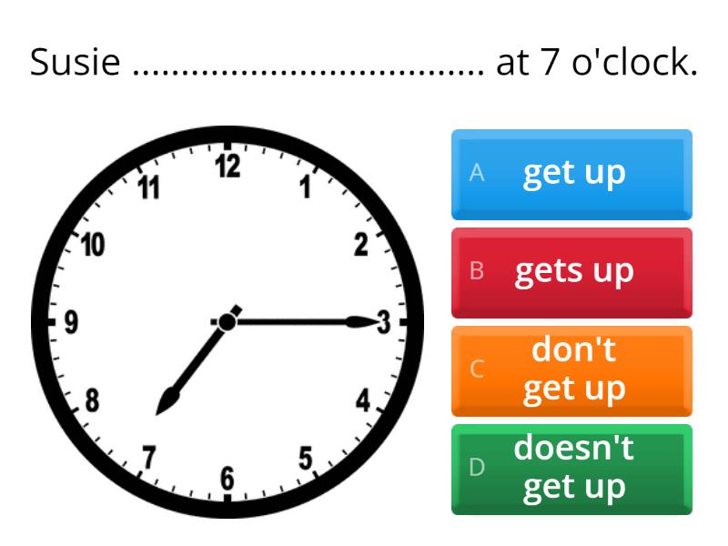 Present simple positive and negative + clocks - Quiz