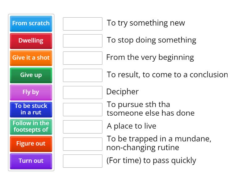 Match the expressions with their definitions - Match up