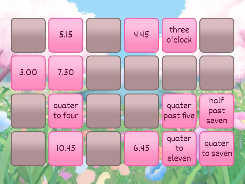FF2 Unit 11 Telling time - Matching pairs
