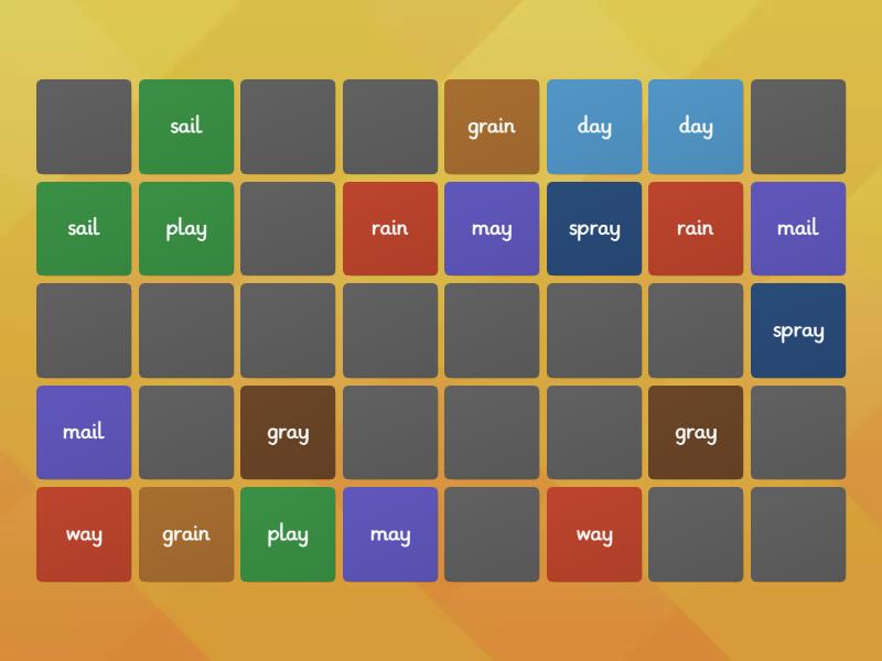 ay/ai Spelling words - Matching pairs