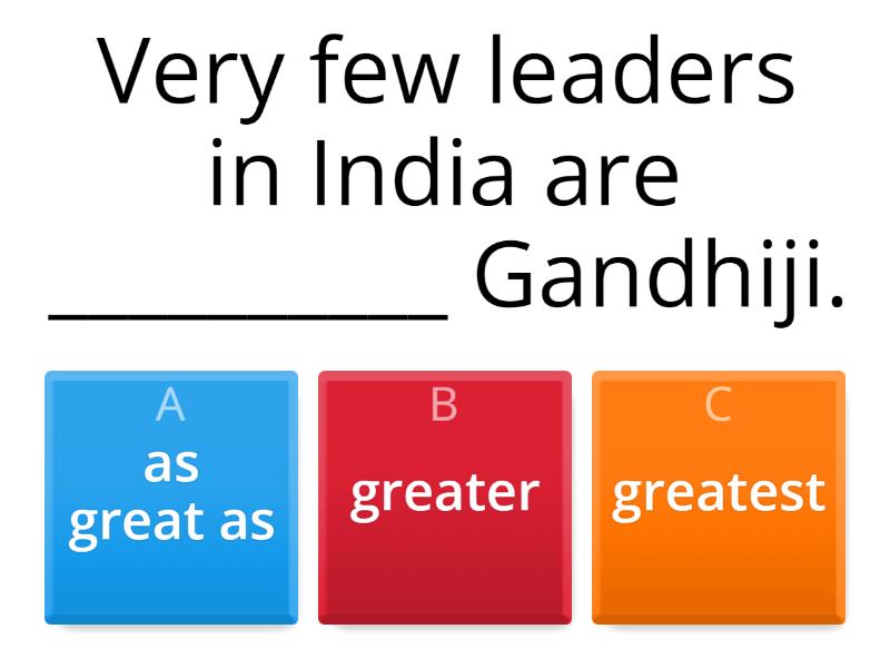 DEGREES OF COMPARISON -Choose the corect answer - Quiz DEGREES OF COMPARISON -Choose the corect answer - Quiz