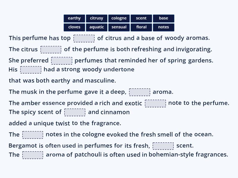 Perfume gap fill - Complete the sentence