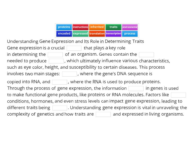 Understanding Gene Expression - Complete the sentence
