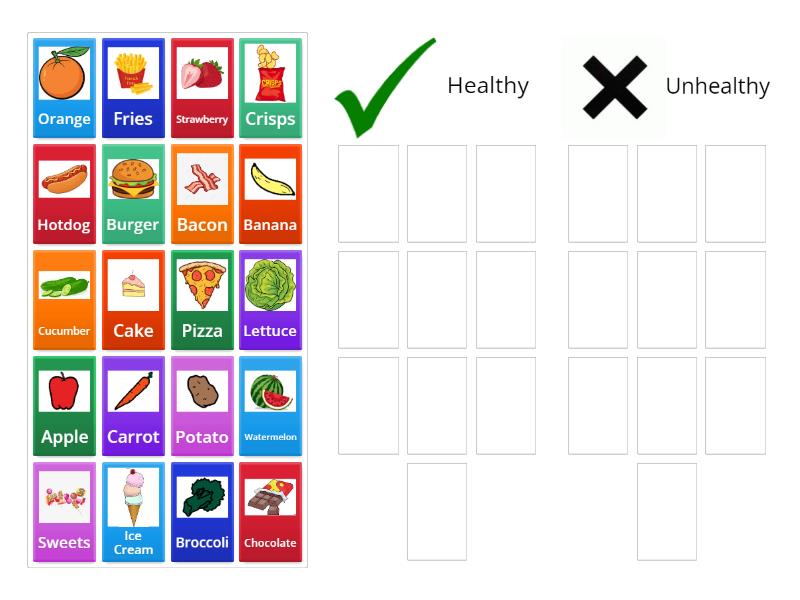 Healthy Vs Unhealthy Food Quiz - Group sort