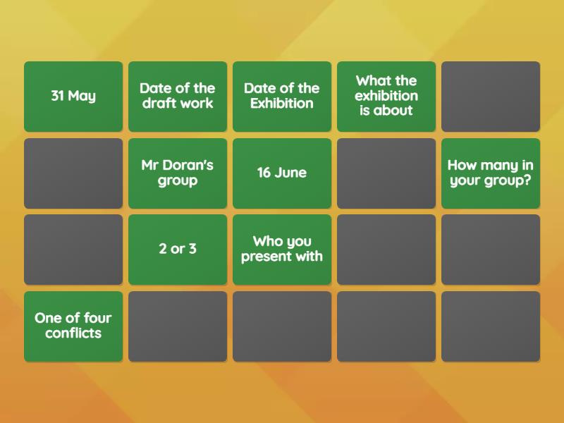 Exhibition Instructions - Matching pairs