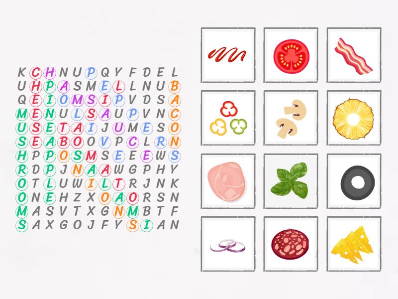 Let's make pizza - Wordsearch