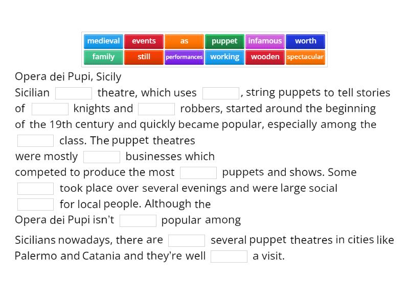 RM B1+ Video Unit 1: The puppet maker - Completa la oración