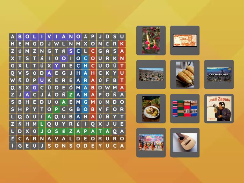 Cultura - Bolivia - Wordsearch