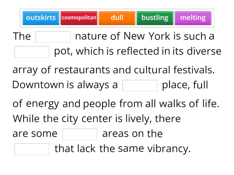 B1 Outcomes: unit 9 'Describing areas' - Complete the sentence
