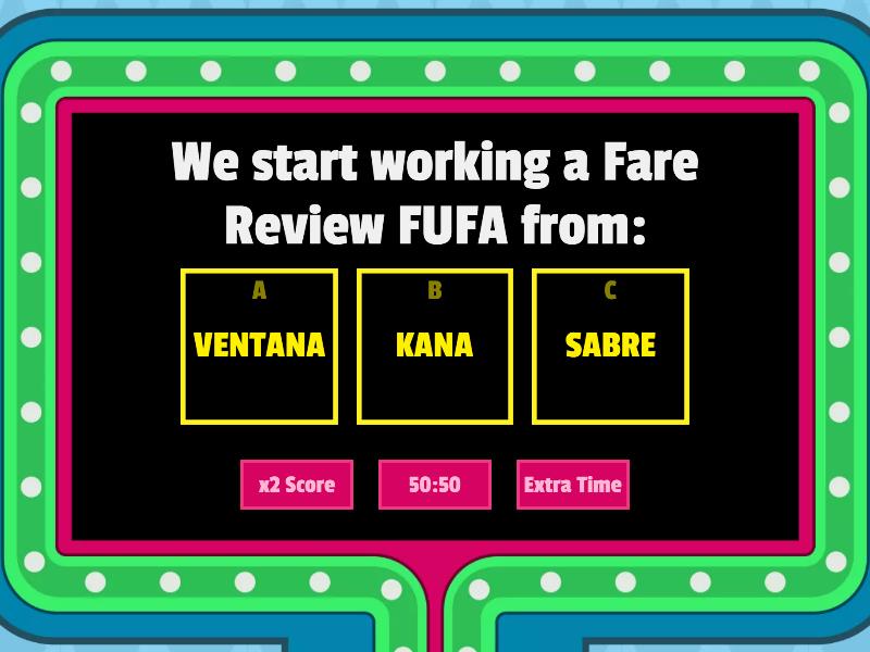 System Support- Fare Review - Gameshow quiz