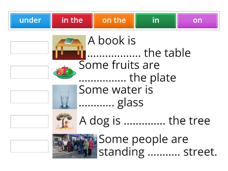 Match the preposition with the correct picture - Match up