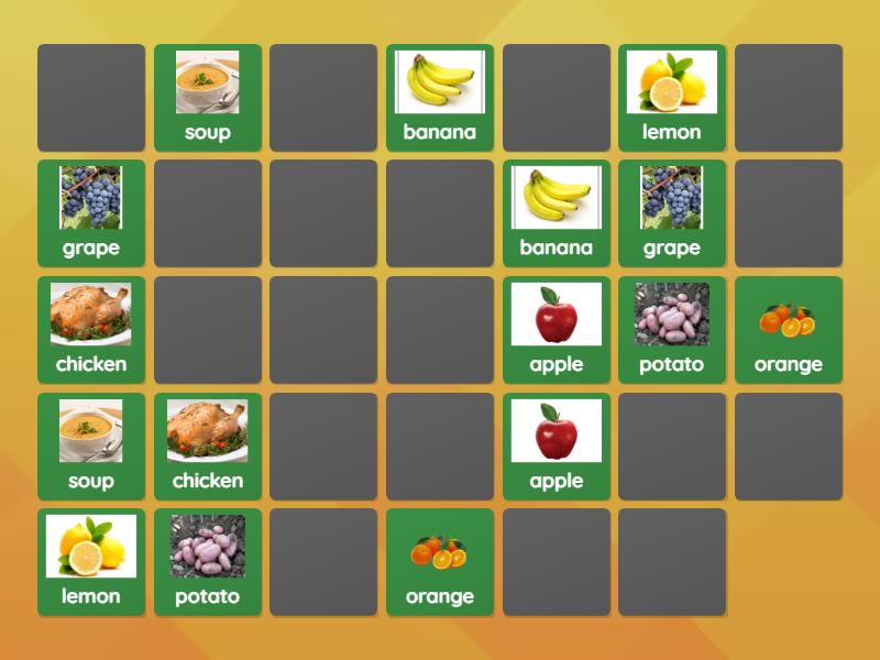 Memory Game Food - Matching pairs